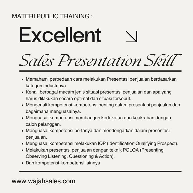 Public Training: Excellent Sales Presentation Skill - Wajah Sales